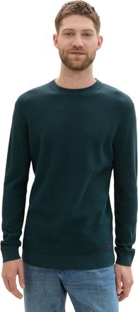 Tom Tailor Herren Basic Strickpullover aus Baumwolle, 36296 - Dark Tree Green Melange, XL