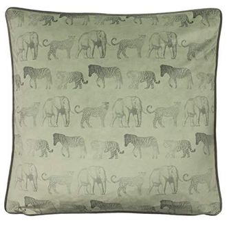 Evans Lichfield Savannah Repeat Kissenbezug, Samt, Grün, 50 x 50cm