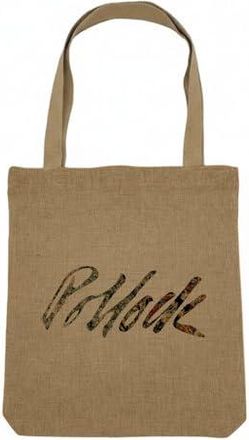 Fabulous Sac Shopping Tote Bag Aspect Lin - Pollock Signature C&eacute;l&egrave;bre Peintre Artiste Abstrait Expressionisme - Sac de Courses Toile Epaisse 360g Beige Naturel