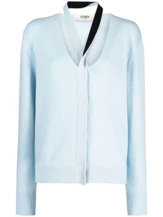 Fendi Cardigan mit V-Ausschnitt - Blau