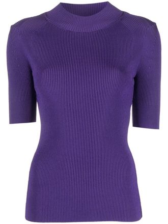 Stella McCartney haut nervur&eacute; &agrave; col montant - Violet