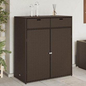 vidaXL Armoire de rangement jardin marron 105x55x113 cm r&eacute;sine tress&eacute;e Vidaxl
