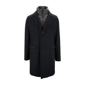 Herno Wollmantel mit Rei&szlig;verschluss - - Coats - Herren - Schwarzk - 2XL
