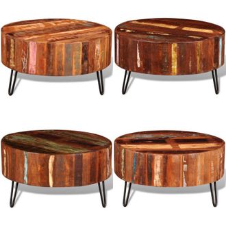 vidaXL Couchtisch Altholz Massiv Rund - Couchtisch - Esszimmertisch - Wohnzimmerstil - Retro Design - Holzm&ouml;bel - Home & Living