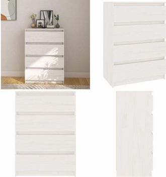 vidaXL Armoire dappoint Blanc 60x36x84 cm Bois de pin massif - Meuble De Rangement - Buffet Blanc - Armoire Blanche - Meuble En Bois - Armoire Dappoint