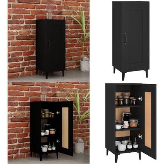vidaXL Vidaxl - Buffet Noir 34,5x34x90 cm Bois ding&eacute;nierie - Buffet Noir - Meuble Rangement - Armoire Design - Mobilier Salon - Commode Moderne - Home &