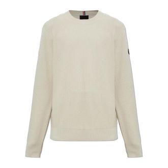 Moncler Cremefarbener Pullover mit Logo-Patch - - Knitwear - Herren - Beige - 2XL