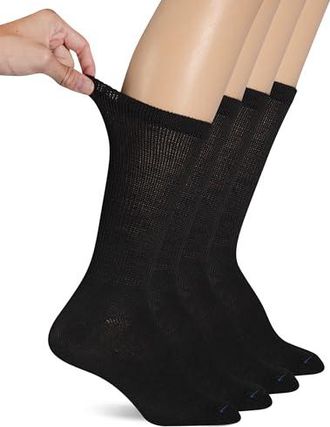 Dr. Scholls Womens Guaranteed Comfort Diabetic and Circulatory crew 4 Pack Socks,Black, 4-10