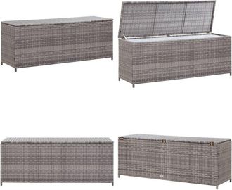 vidaXL Garten-Auflagenbox Grau 150x50x60 cm Poly Rattan - Gartenaufbewahrung - Sitzbank - Gartenkiste - Outdoor M&ouml;bel - Rattan Gartenm&ouml;bel - Home & Living
