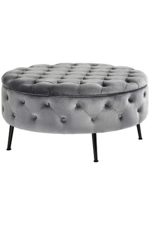 Xora Hocker, Grau, Schwarz, Textil, rund, 90x44x90 cm, Stauraum, Wohnzimmer, Hocker, Sitzhocker