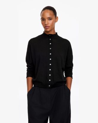Arket Strickjacke Mit Stehkragen Aus Wollmischung -Schwarz