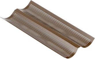 G&ouml;bel Platte mit 2 perforierten St&auml;bchen - Stahl - Antihaftbeschichtung - 38 x 16 x 2,2 cm