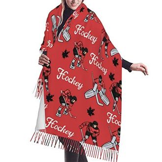 Generic Longue Écharpe Châle Les joueurs de hockey canadiens et les feuilles dérable Echarpe Hiver Femme Respirant Shawl pour Noël Homme Femmes 68X196cm