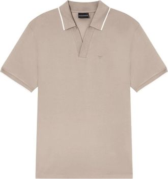 Emporio Armani Homme, Tops, Beige, Taille: L Polo Piqu&eacute; Col V