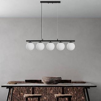 Opviq Elegant Black Chandelier, Adjustable Height 30-120 cm, Metal Body, 5 x E14 Sockets, 15 cm Cap Diameter, Perfect for Modern Living Spaces | IP20