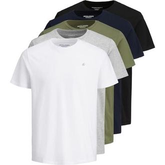 Jack & Jones Jack & Jones JXJ Tee Lot de 5 t-shirts XL Blanc, Blanc/noir/vert/gris, XL
