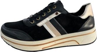 Ara Femme Sapporo Basket, Noir/Sable, 37.5 EU Large