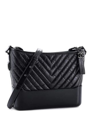 Chanel So Black Gabrielle Chevron Aged Calfskin Medium hobo bag - Schwarz