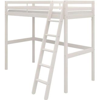 Les Tendances Lit mezzanine enfant - ERIKA - Pin massif blanchi - Sommier inclus - 90 x 190 cm