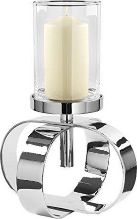 Fink GORDEN Stumpenkerzenhalter Aluminium, vernickelt silberfarben Größe: Höhe: 19cm, Durchmesser: 26cm, 158024, 19 x 26 cm