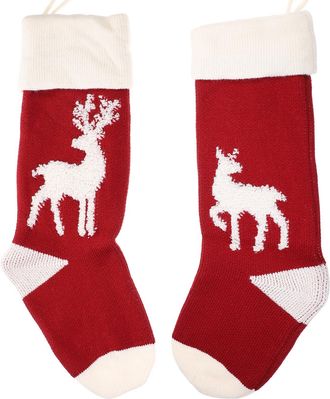 Cabilock 2st&uuml;cke Weihnachtsstr&uuml;mpfe mit Elchmotiv Geschenkbeutel H&auml;ngende Weihnachtsbaum-Dekoration zum Bef&uuml;llen mit S&uuml;&szlig;igkeiten und Geschenken f&uuml;r Junge M&auml;dch