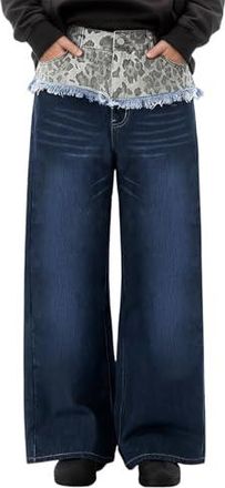 Generic Jean Homme Jeans Homme Jean Homme Regular Confortable Classique Automne Hiver L&eacute;opard Ample Coupe Droite Rel&acirc;ch&eacute;e - Motif Animalier Tendance sur Volum