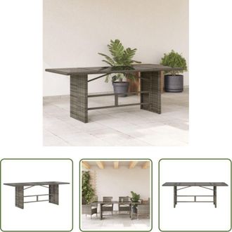 vidaXL vidaXL Glasplatte - Gartentisch mit Glasplatte Grau 190x80x75 cm Poly Rattan