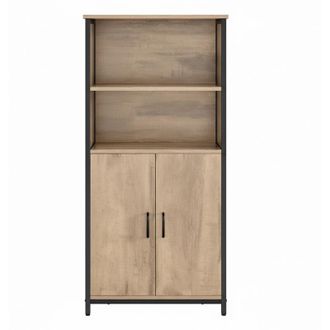 Vasagle Meuble de Rangement, 2 Compartiment Ouverts, Placad, Cadre en Acier, Marron et Noir