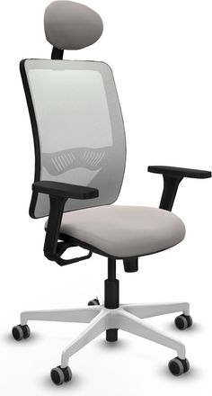 Piqueras y Crespo Wei&szlig;er Computerstuhl Zulema mit 3D-Armlehnen, h&ouml;henverstellbarer Lendenwirbelst&uuml;tze und festem Kopfteil, ausgestattet mit 3 Positionen und Schneidscha