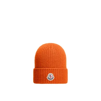 Moncler Moncler Bonnet En Maille De Laine M&eacute;lang&eacute;e, Homme, Orange, Taille: Uni