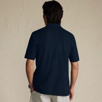 Lands End Komfort-Piqu&eacute;-Polo mit Stretch, Classic Fit, Herren, Gr&ouml;&szlig;e:48-50 regular, Blau, Baumwolle/Elasthan, by Lands End