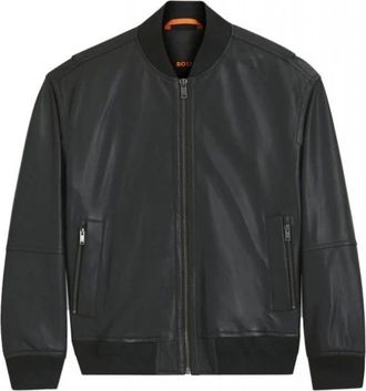 HUGO BOSS Homme, Vestes, Noir, Taille: 2XL Blouson aviateur en cuir