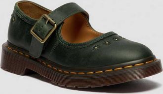 Dr. Martens Mary Jane Flower Crazy Horse Leder Schuhe in Gr&uuml;n, Gr&ouml;&szlig;e: 36