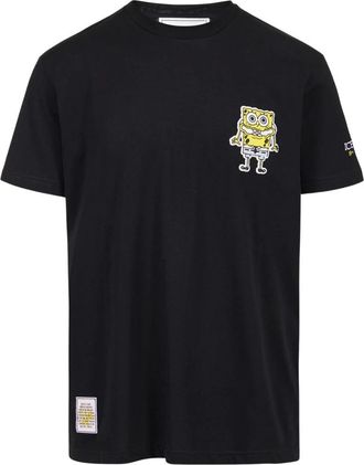 Iceberg Homme, Tops, Noir, Taille: L T-shirt coupe classique avec écusson Bob léponge et étiquette logo