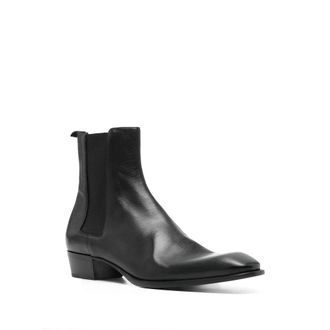 Saint Laurent Mens Leather Slip-On Trainers Black Calf Sneaker