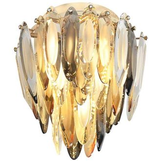 Globo Lighting Deckenleuchte Kronleuchter goldfarben K9 Kristalle champagnerfarben H 36 cm