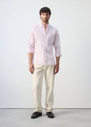 Mango Chemise Oxford l&eacute;g&egrave;re 100 % coton regular-fit rose pastel - Homme - XXL - MANGO MAN