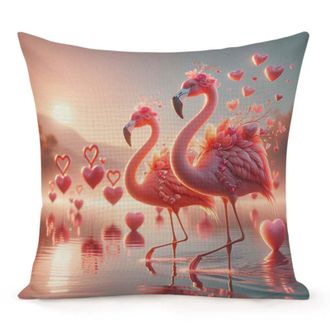 Generic Kissenbezug Rosa Flamingo Am See, Lieblingstag Sofakissenbez&uuml;ge Fashion Zierkissenbez&uuml;ge Quadratische Throw Pillow Covers for Bett Esszimmer Heimdekor