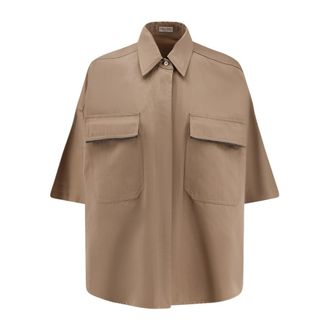 Brunello Cucinelli Femme, Blouses et Chemises, Brun, Taille: 40 FR Chemise &agrave; manches courtes Monili