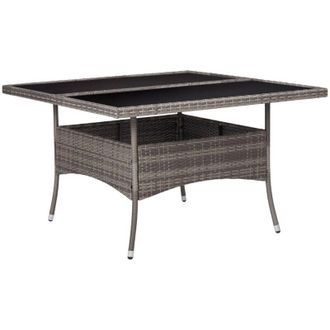 vidaXL Vidaxl - Table &agrave; d&icirc;ner dext&eacute;rieur Gris R&eacute;sine tress&eacute;e et verre