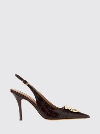 Ferragamo Slingback-Pumps aus Kalbsleder mit Krokopr&auml;gung und Gancini