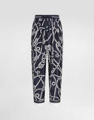 Dolce & Gabbana Hose Vanity Aus Seidentwill Mit Marina-print - Mann Collection Multicolor 44