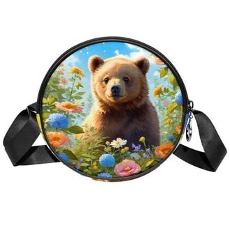 Generic Sac &agrave; bandouli&egrave;re rond pour femme, petit sac &agrave; bandouli&egrave;re avec fermeture &eacute;clair et bretelles r&eacute;glables style d&eacute;contract&eacute; pour femmes et filles