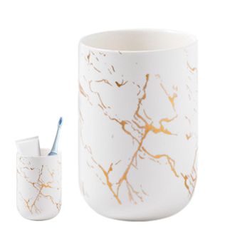 Generico Pinselhalter aus Naturmarmor, Keramikb&uuml;rsten-Organizer mit Marmormuster, luxuri&ouml;ser Aufbewahrungs-Organizer f&uuml;r Make-up-Pinsel, Pasta