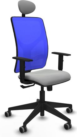 Piqueras y Crespo Idealer Arbeitsstuhl mit 1D-Armen, h&ouml;henverstellbarer Lendenwirbelst&uuml;tze und festem Kopfteil, ausgestattet mit 3 Positionen und Schneidschaum, Blau/He