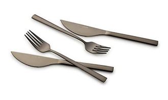Echtwerk Ensemble de couverts &agrave; pizza, Couverts &agrave; steak, Couverts pour manger 4 pi&egrave;ces pour jusqu&agrave; 2 personnes, Black-Edition