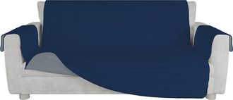 Italian Bed Linen TRENDY Sofabezug zweifarbig aus Mikrofaser, Dunkelblau/Hellgrau, 3 Pl&auml;tze