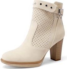Queen Helena Bottines perforées avec talon avec fermeture éclair latérale pour femme X32-38, beige, 39 EU