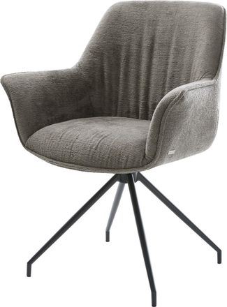 DELIFE Polsterstuhl Keila-Flex mit Armlehnen Kreuzgestell konisch Schwarz Bouclé Soft Schlamm