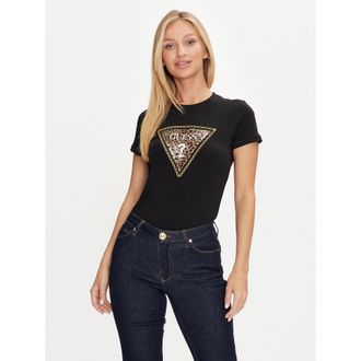 Guess T-Shirt Triangle Leo W4YI40 J1314 Schwarz Slim Fit